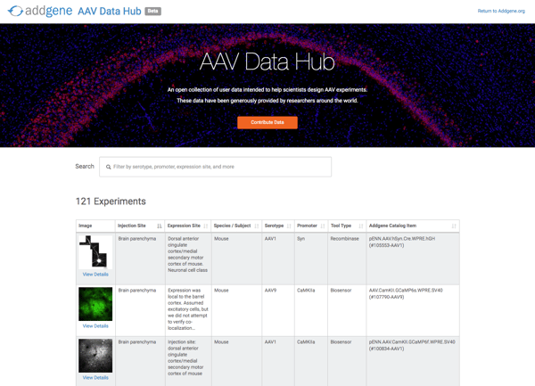Find and Share AAV Data with Addgene's New AAV Data Hub