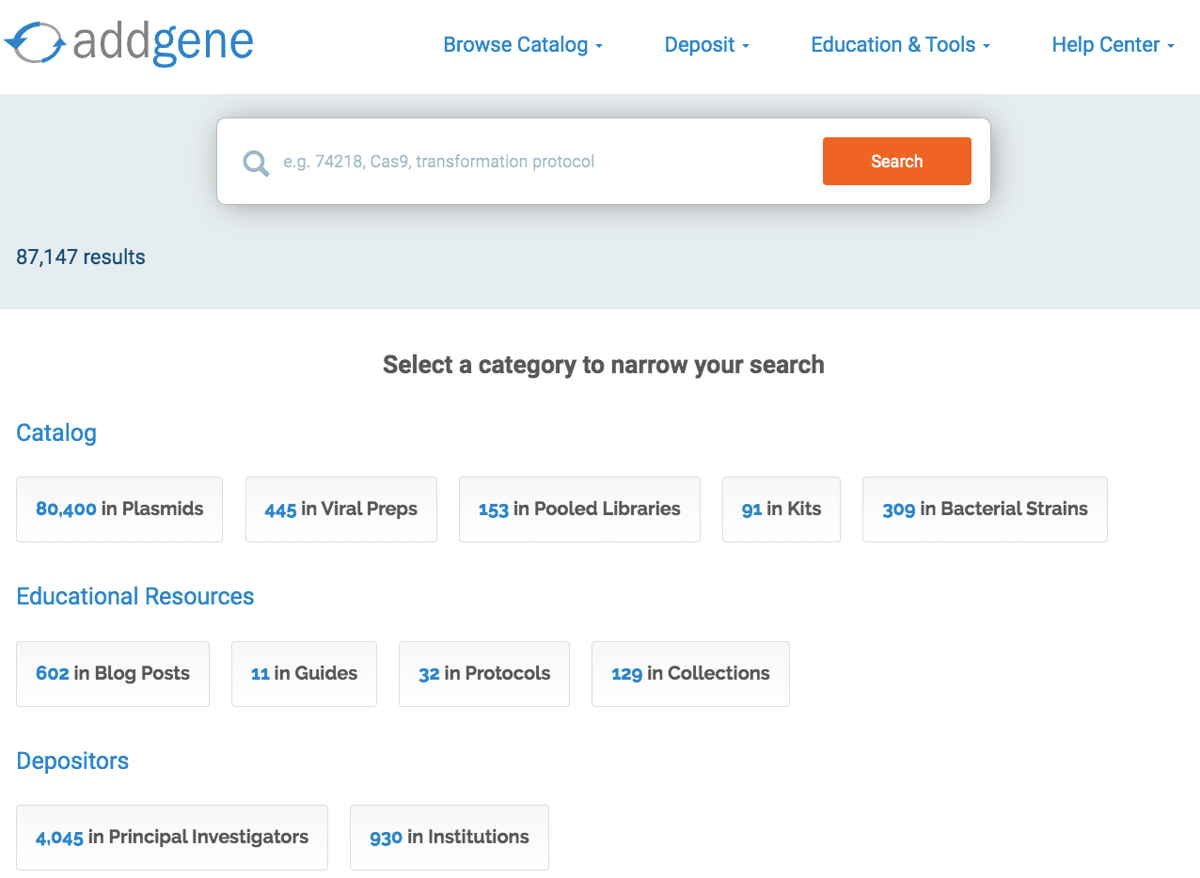Behind the scenes: Addgene’s new search engine and more