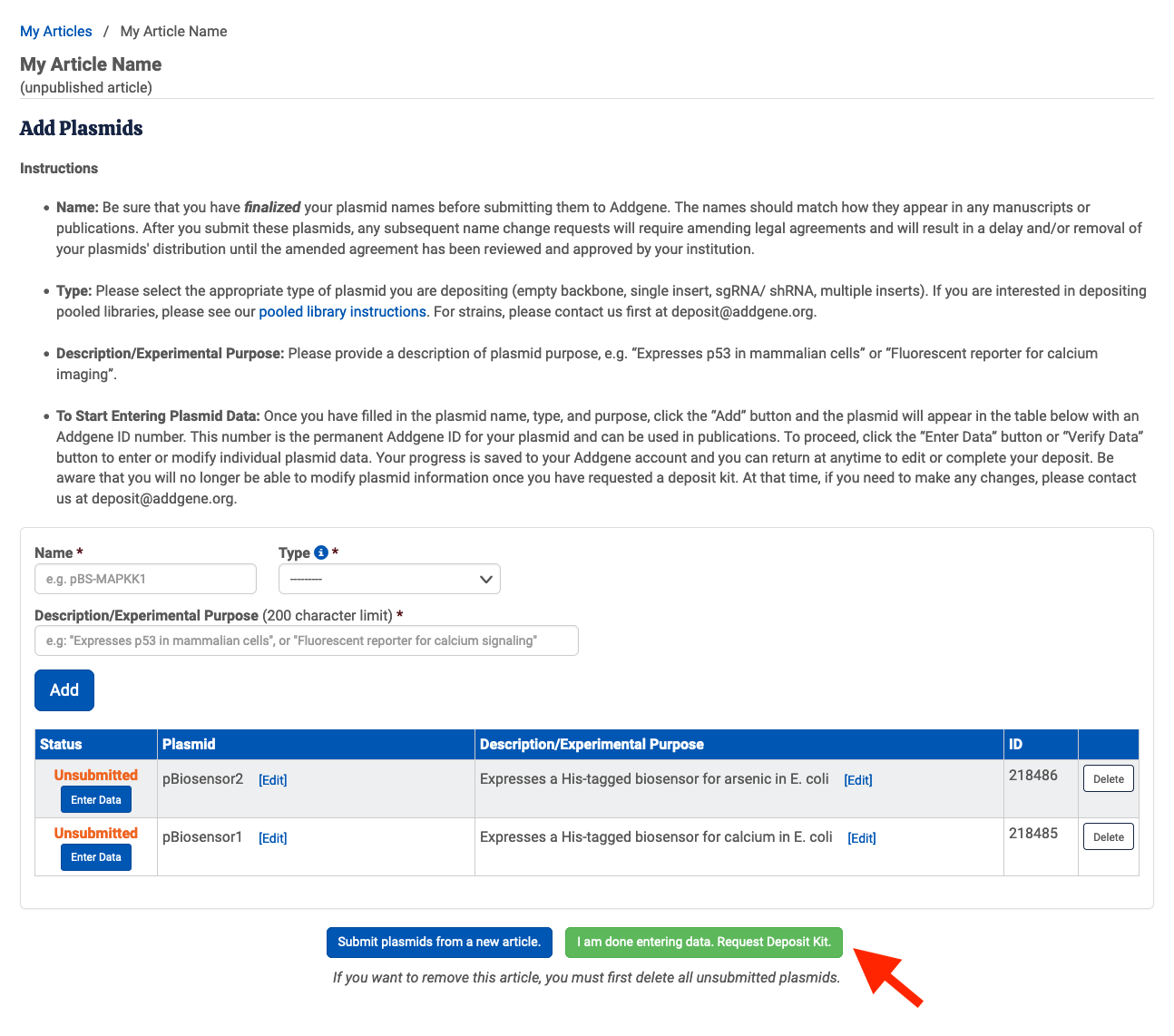 How to Deposit Your Plasmids with Addgene