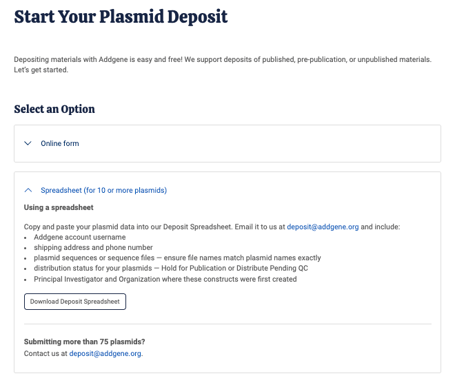 How to Deposit Your Plasmids with Addgene